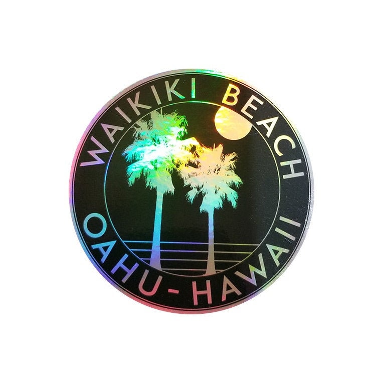 Waikiki Beach Hawaii Sticker Decal Hologram Surfing | Etsy
