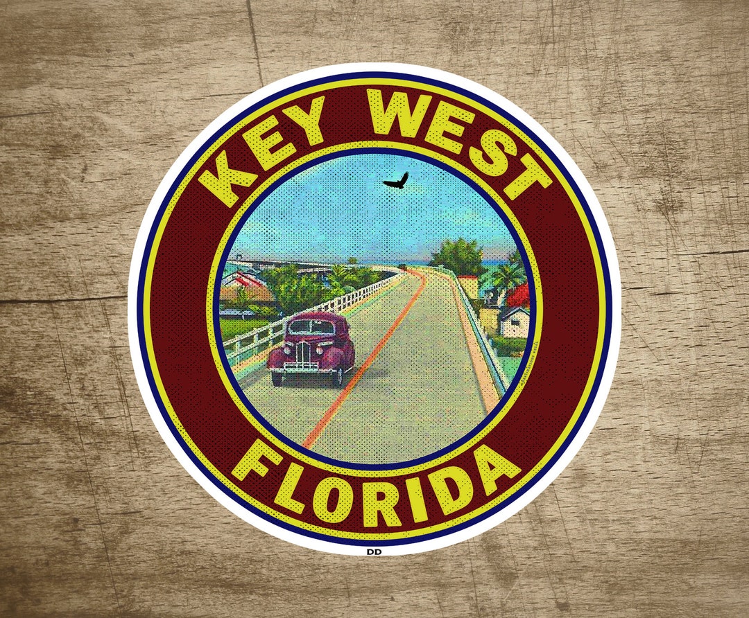 Key West Overseas Highway Sticker Decal 3" X 3" Florida Keys Vintage ...