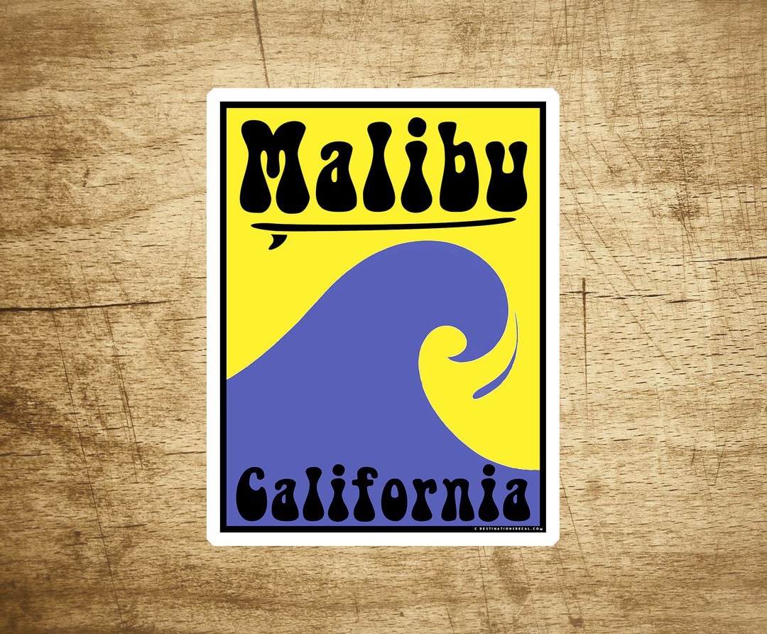 Malibu Beach California Sticker Decal Beach Ocean Surfing Vinyl 2 7/8 ...