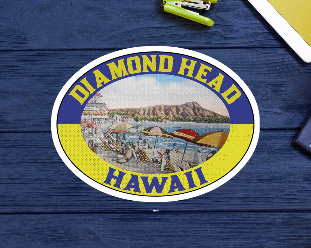 Diamond Head Decal Sticker 3.75" X 2.75" Hawaii Vintage Style Vinyl - Etsy