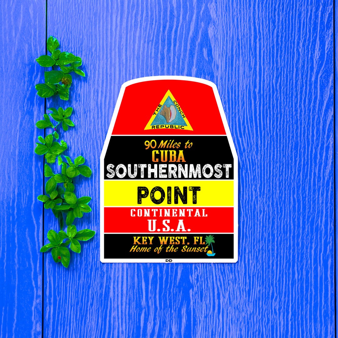 Key West Florida Vinyl Sticker Southernmost Point Marker Decal 8" X 5.9 ...