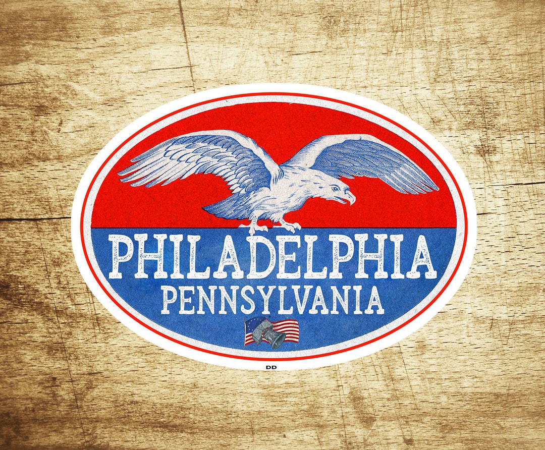 Philadelphia Pennsylvania Vintage Travel Sticker Decal 3.75" Liberty ...