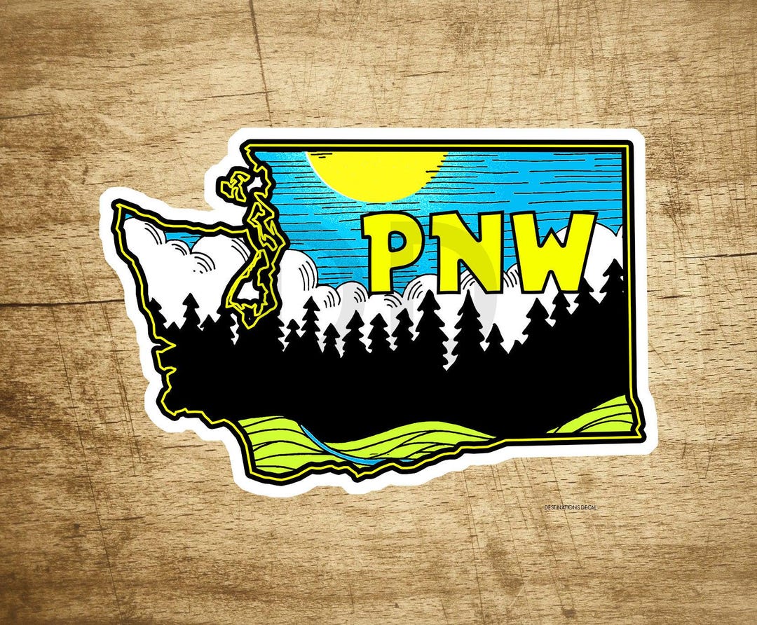 Washington Pacific Northwest Decal Sticker 4" X 2.6" Nature Forest ...