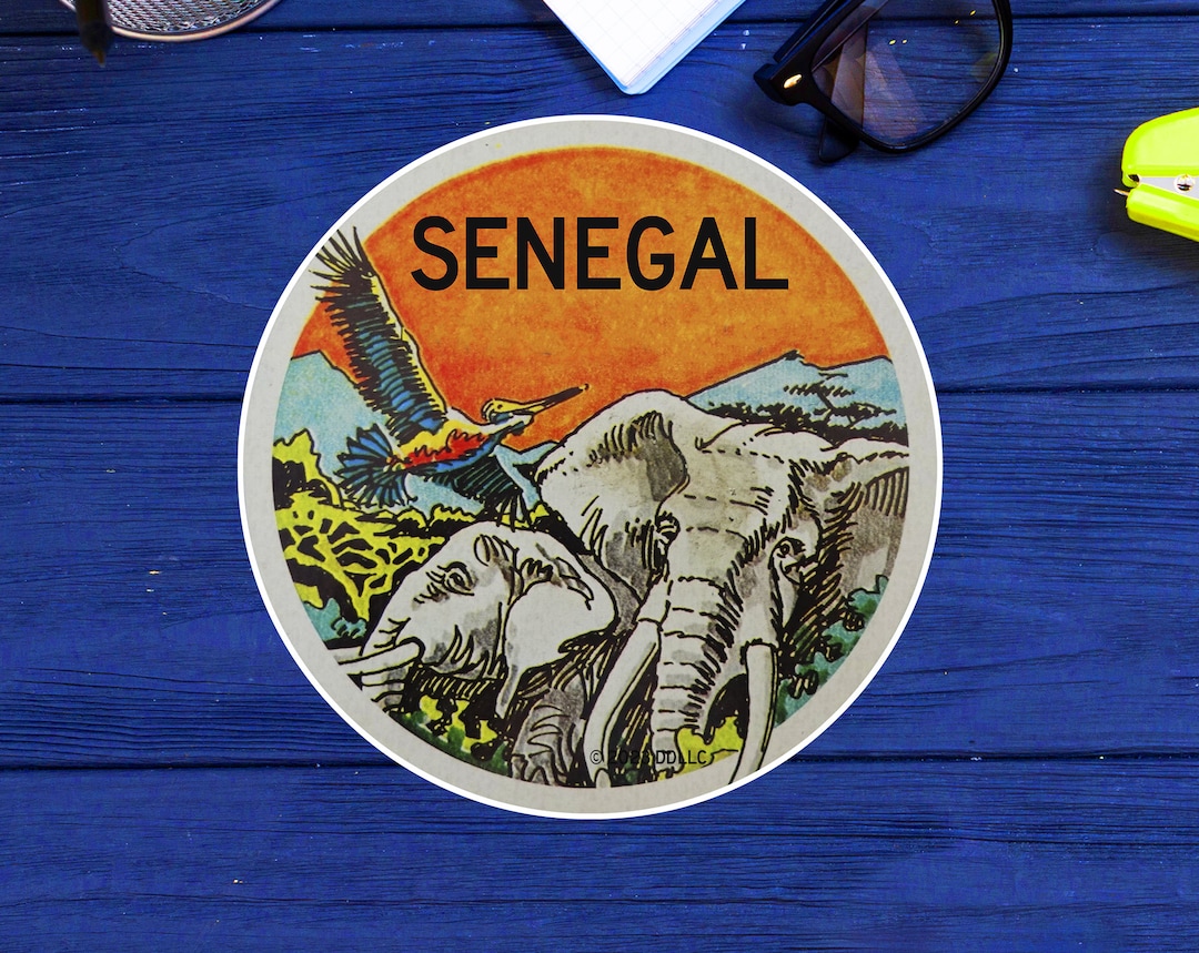 Senegal Africa Elephant Vinyl Decal Sticker 3" to 5" Indoor Outdoor ...