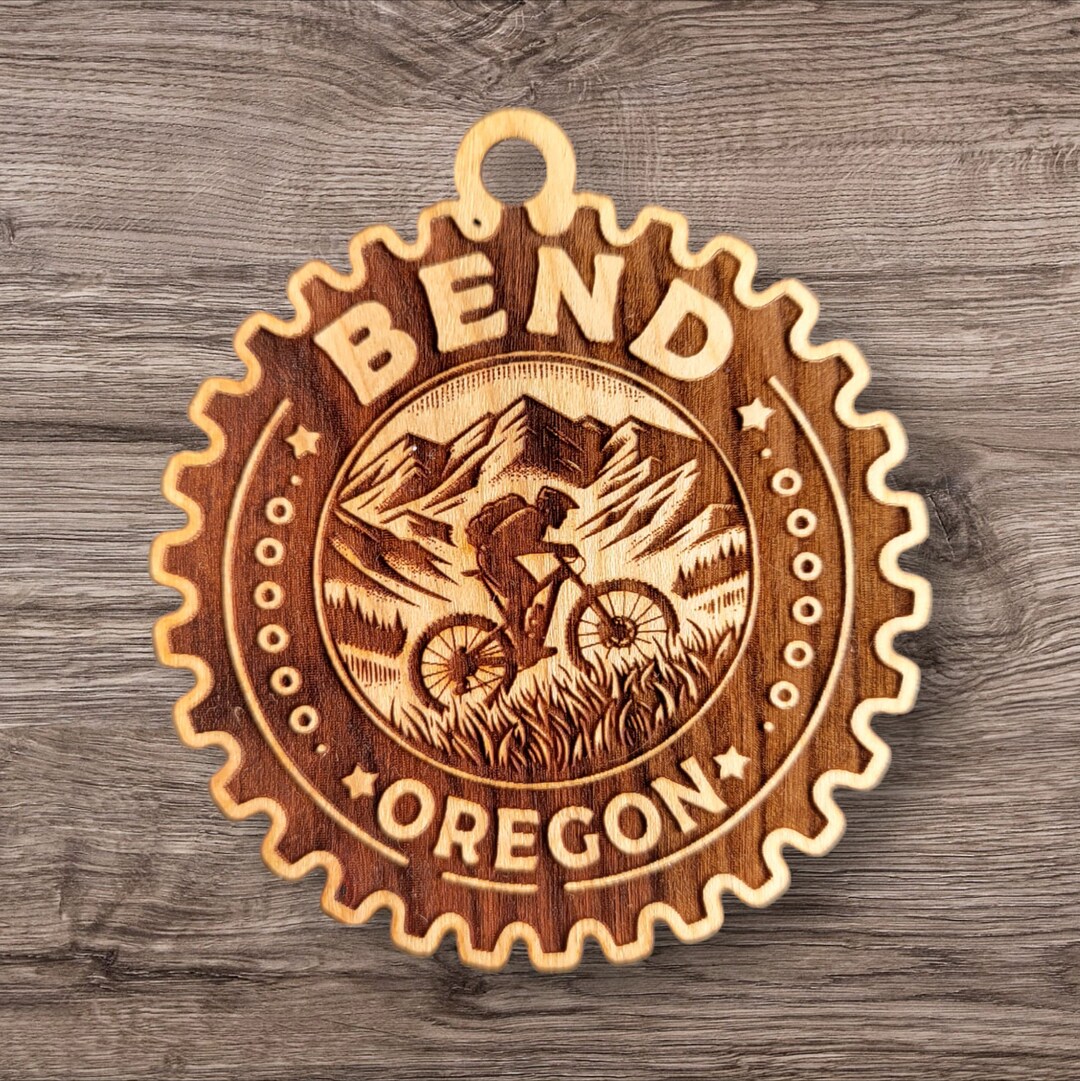 Bend Oregon Mountain Biking Ornament Cherry Wood Christmas Personalized ...