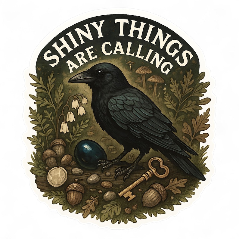 Crow Sticker With Trinkets and Shiny Elements Assorted Sizes for Bird ...