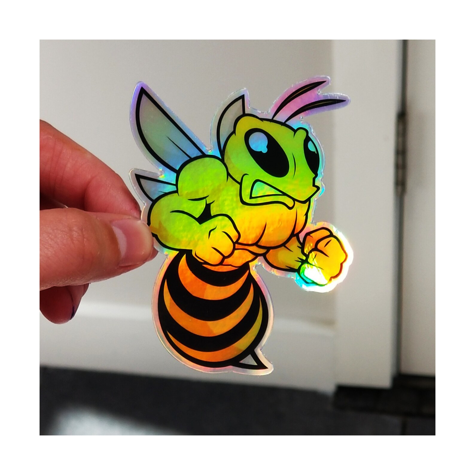 Angry Bee Sticker Holographic Sticker Hologram Decal Hornet - Etsy