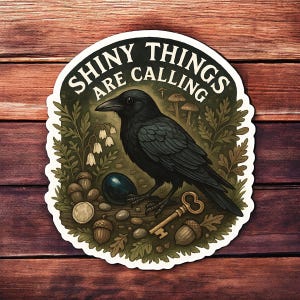 Crow Sticker With Trinkets and Shiny Elements Assorted Sizes for Bird ...
