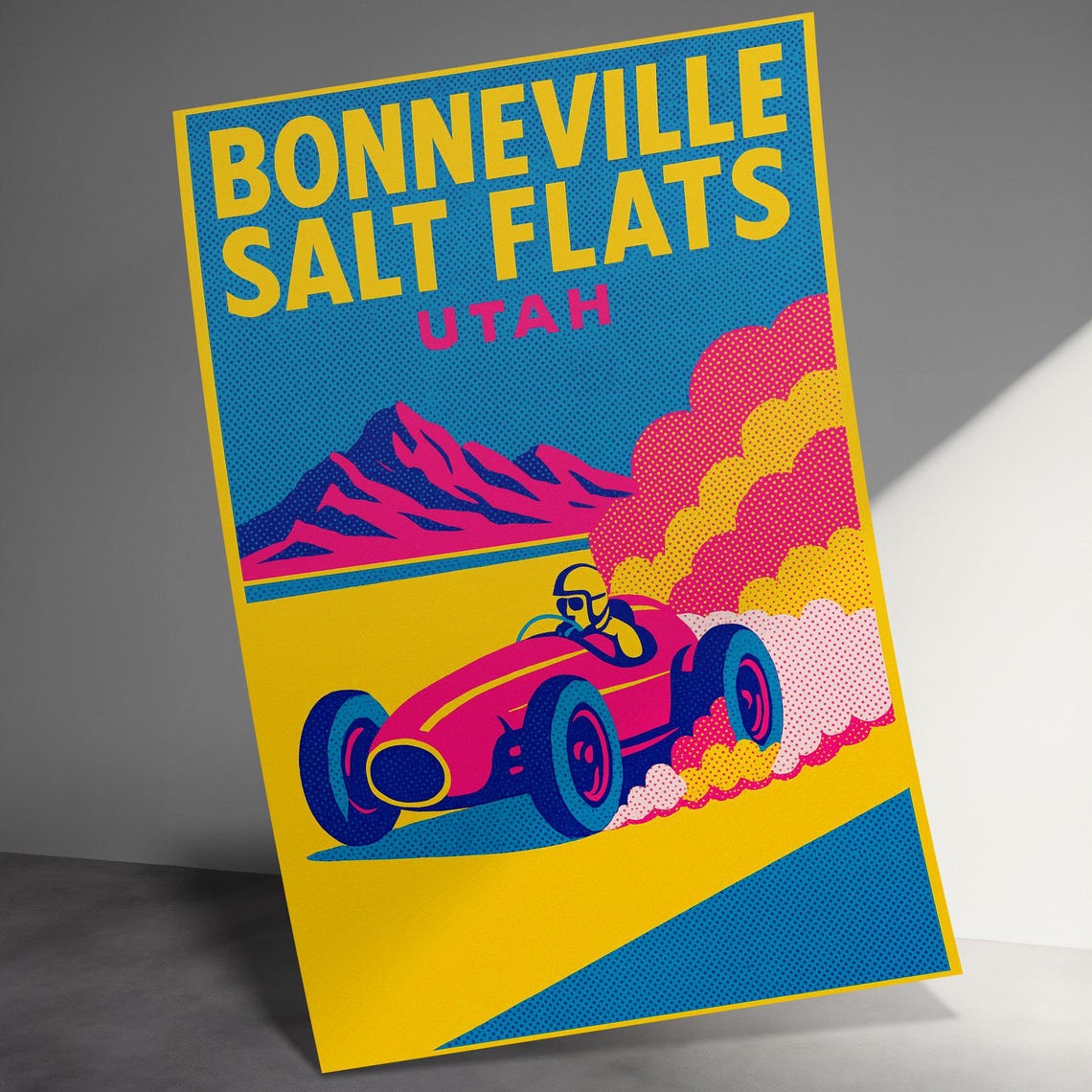 Bonneville Salt Flats Utah Racing Car Poster, Vintage Racing Art Print ...