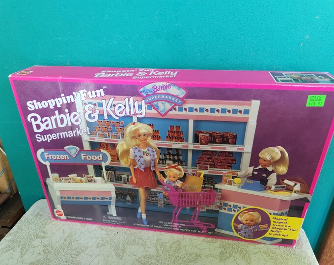 1996 Barbie Shoppin' Fun Barbie & Kelly Supermarket Playset - Etsy