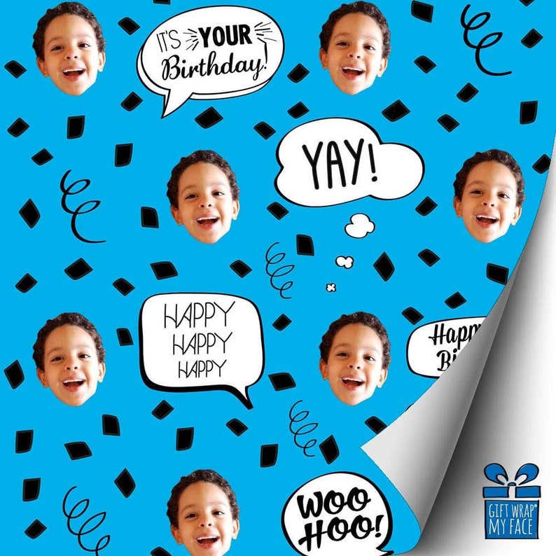 Blue Birthday Confetti Gift Wrap - Etsy