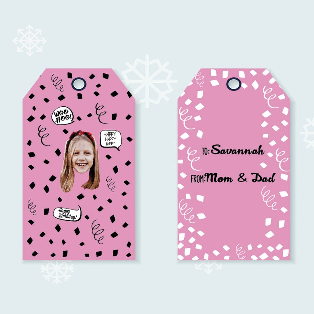Pink Birthday Confetti Gift Tags - Etsy