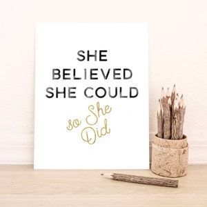 Art Digital Print Poster She Believed She Could so She Did - Etsy