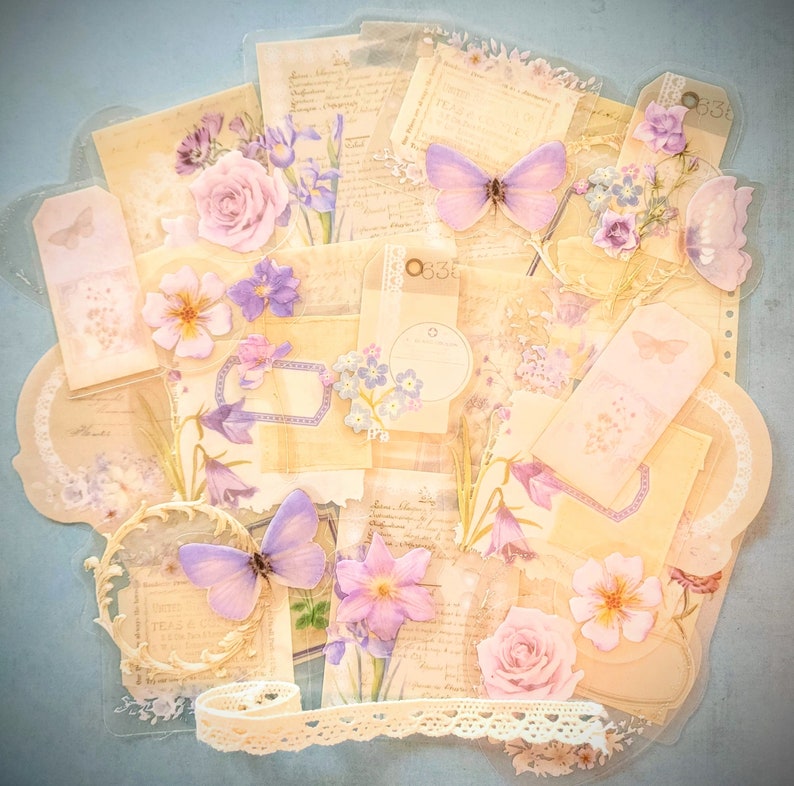 Vintage Collage Style Transparent Plastic Botanical Sticker in - Etsy