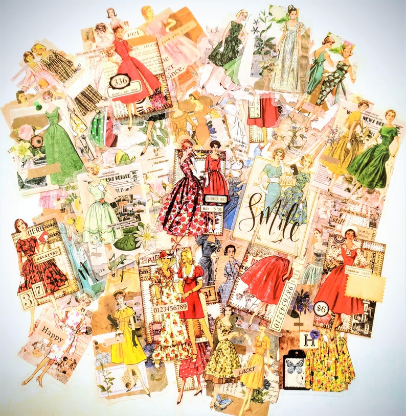 Vintage Retro Style Fashion Ladies Plastic Stickers 50 PC - Etsy