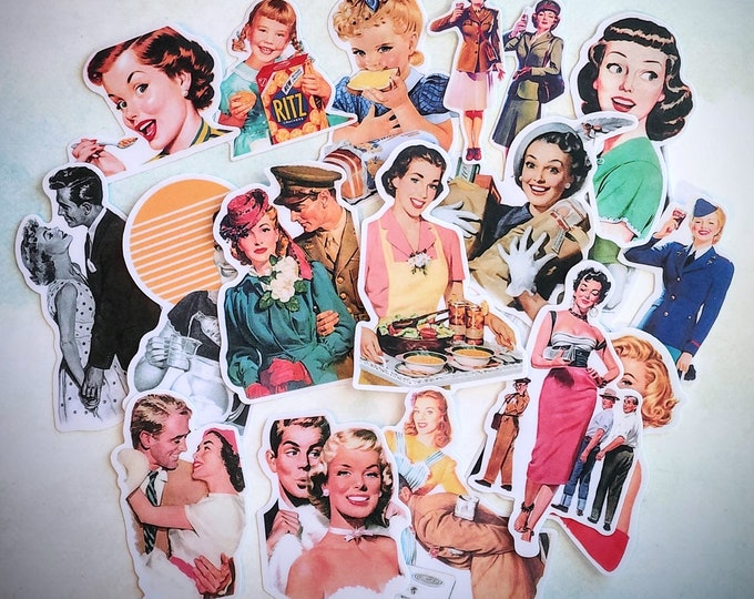 Nostalgic Retro 1950's Ads Sticker Set 18 Pcs for Planner Collage Card ...