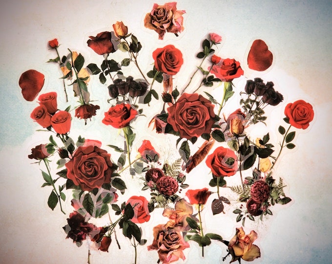 3 Sheets Self Adhesive Roses Stickers Colorful Scrapbooking - Etsy