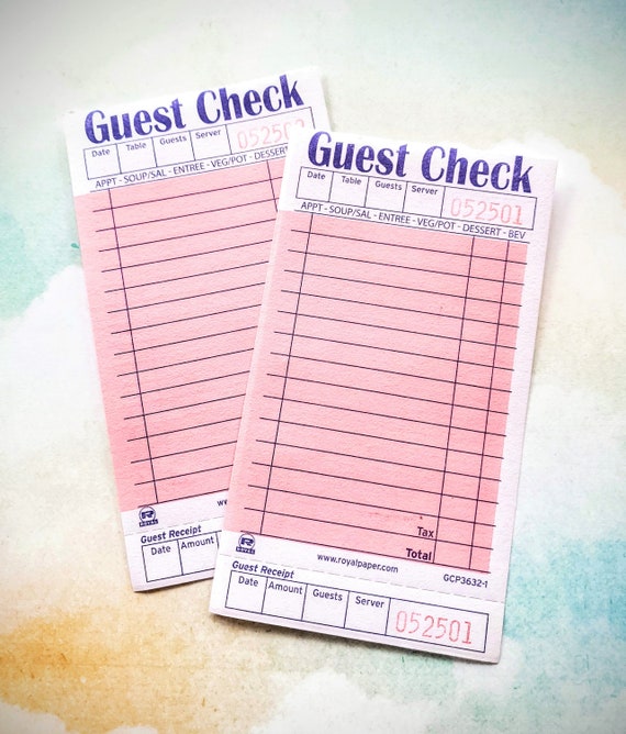 Pink Guest Checks 10 Qty Sheets Junk Journal Supply Diner - Etsy