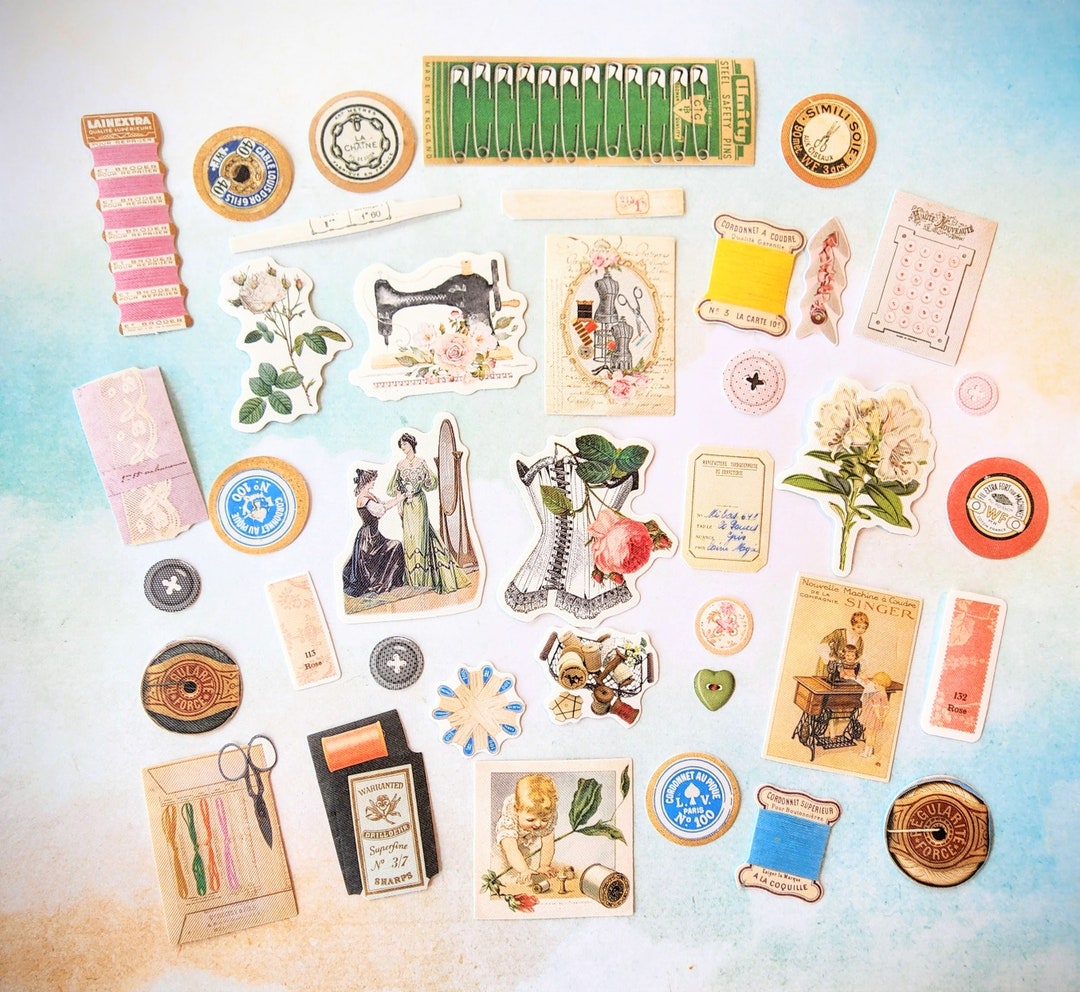 Vintage Style Sewing Theme Stickers 38 Pieces for Planner Journal ...