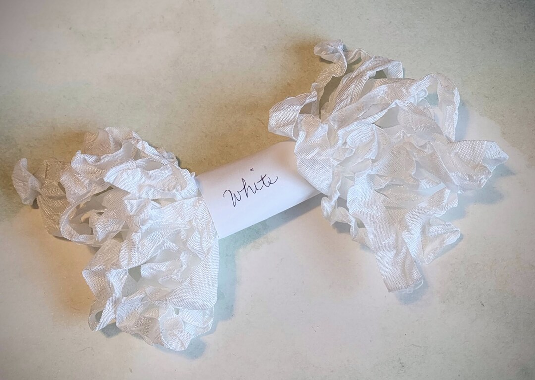Hand Crinkled White Seam Binding Ribbon 5 Yards, Scrunched White Rayon ...
