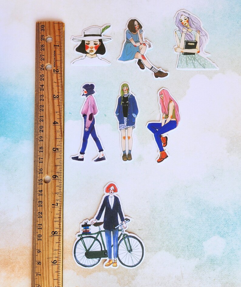 Fashion Red Cheek Girl Stickers Pack 20 Random Pcs for Planners ...