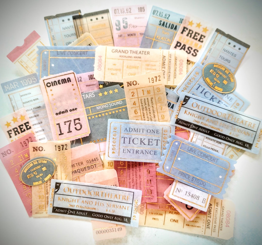 Multicolor Washi Ticket Stickers Set for Collage Junk Journal - Etsy