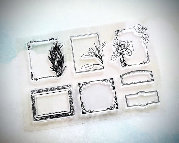 Frame and Label Silicone Rubber Stamp 7 Piece Set for Card | Etsy