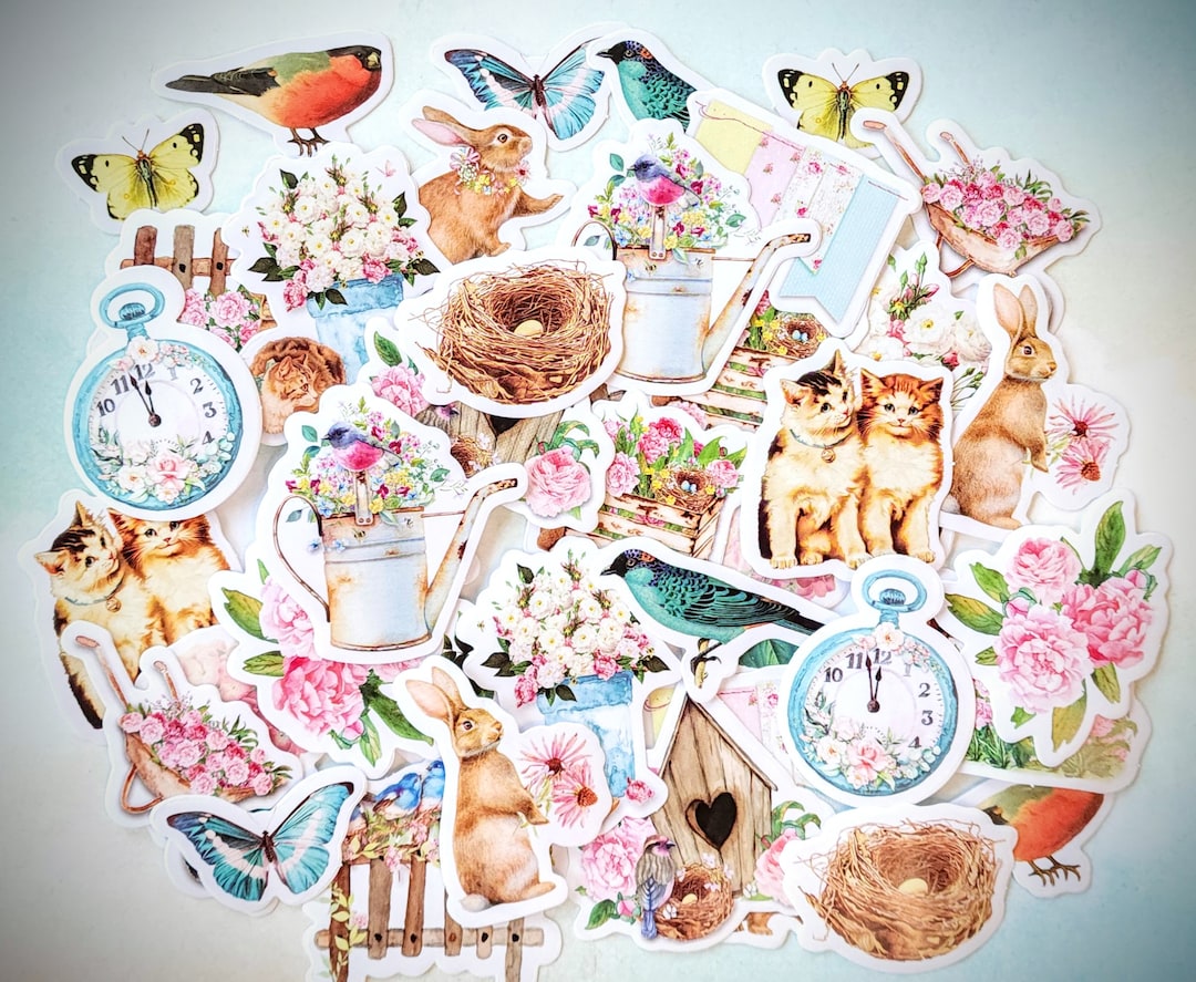 Flower Garden Animals Nature Theme Stickers 40 Pcs for Planners Cards ...