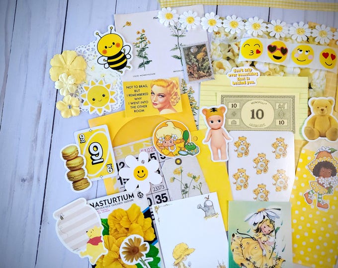 Yellow Colors Ephemera Kit With Junk Journal Scrapbook and Paper Crafts ...