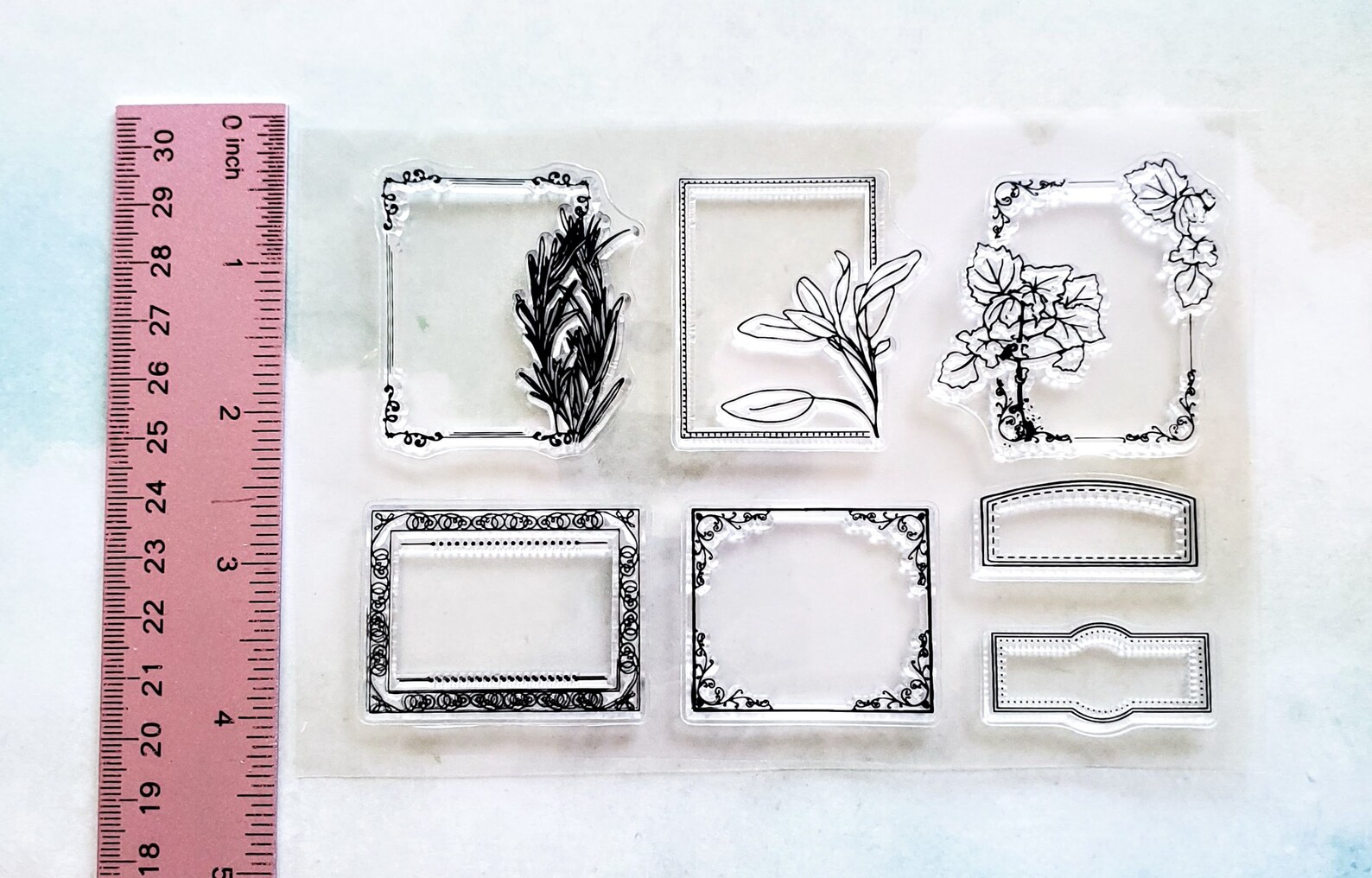 Frame and Label Silicone Rubber Stamp 7 Piece Set for Card | Etsy