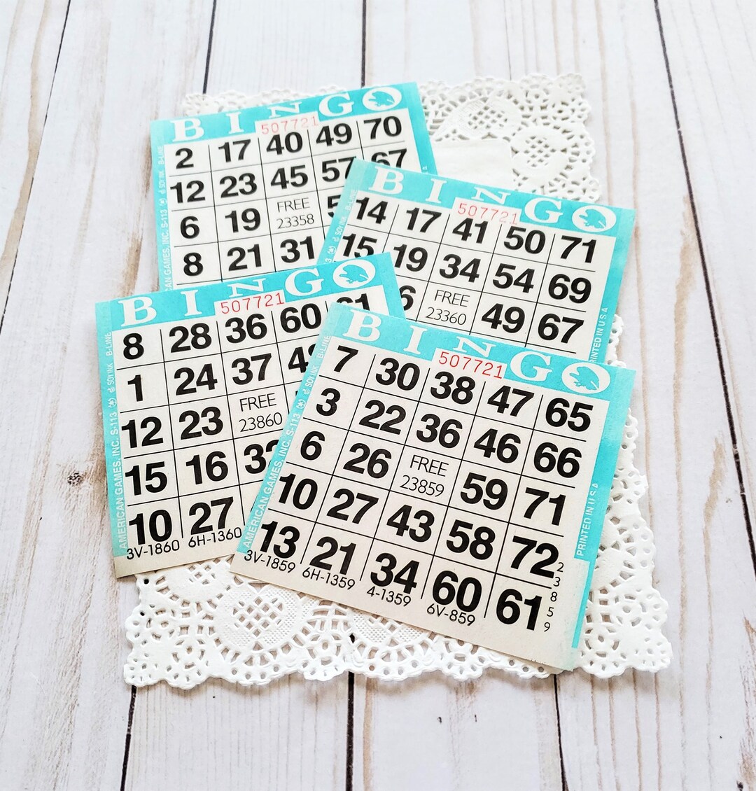 Paper Bingo Cards in Teal Color, Set of 10 Bingo Cards for Junk ...