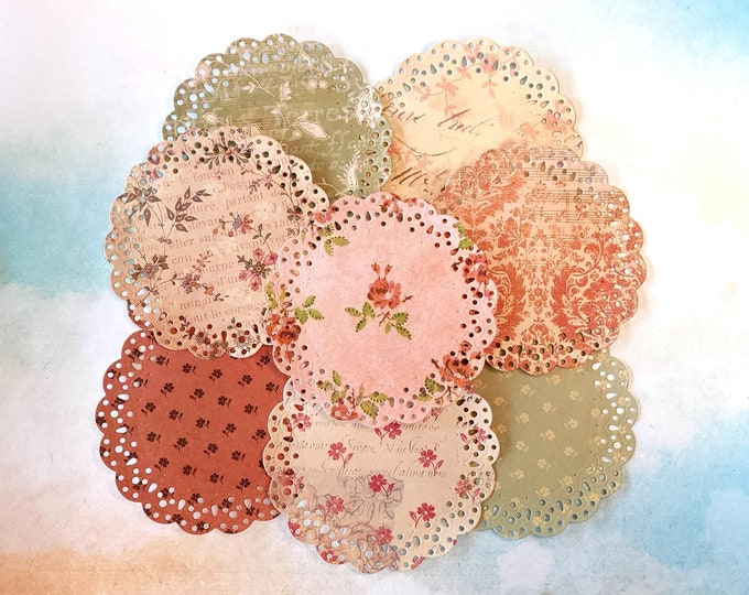 Round Paper Doilies With Variety Vintage Style Prints in Cream Peach ...