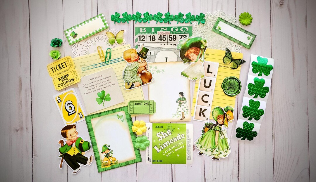 Saint Patrick Theme Ephemera Pack #2 for Junk Journal Scrapbook, and ...