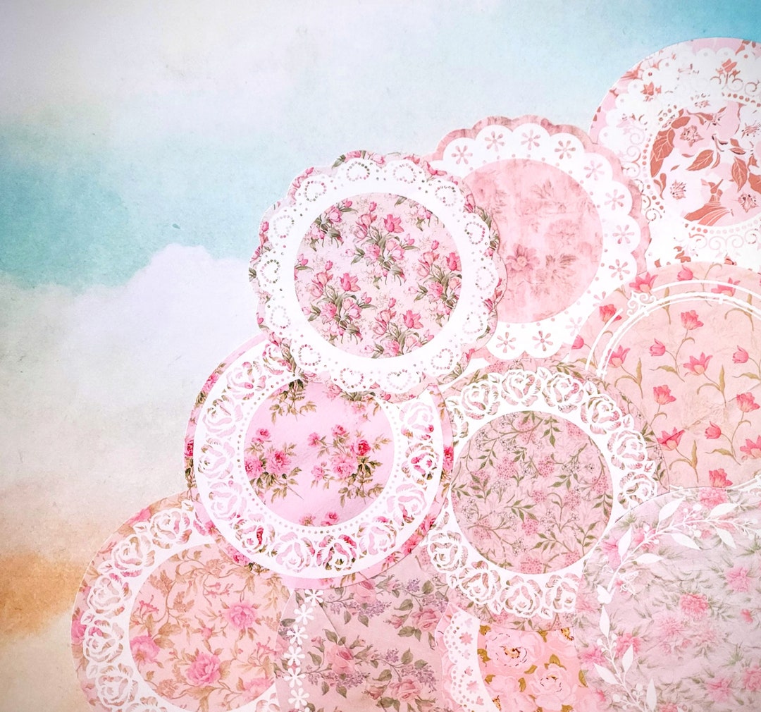 Assorted Floral Design Round Paper Doilies in Mauve Pink White Colors ...