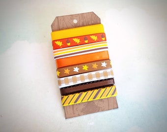 Variety Autumn Fall Theme Ribbon Trim Pack 8 Pcs One Yard Each in Cream ...