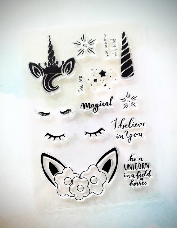 Unicorn Rubber Stamp Set Unicorn Face Clear Silicone Stamp | Etsy