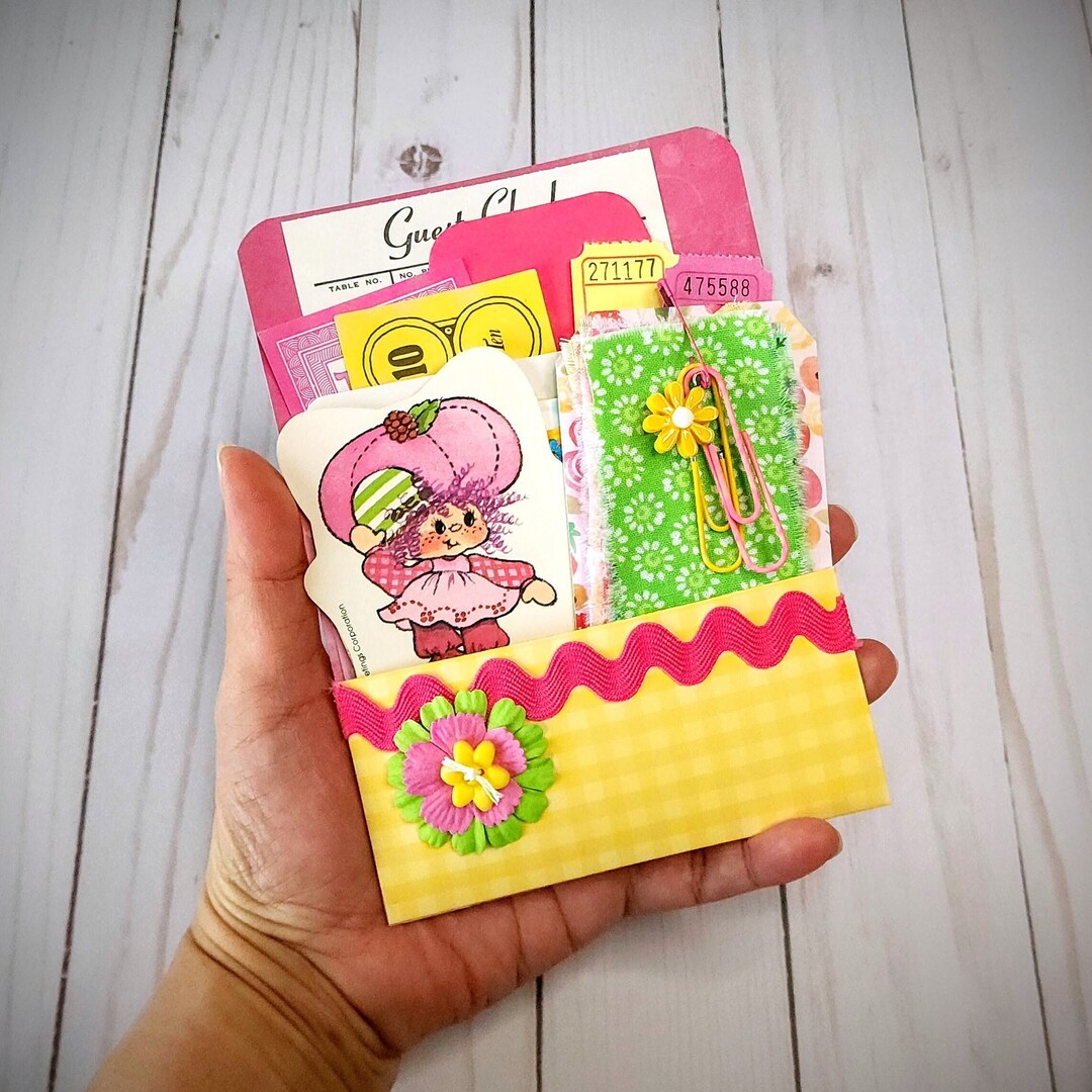 Almond Tea & Raspberry Tart Characters Ephemera in Handmade Pocket for ...