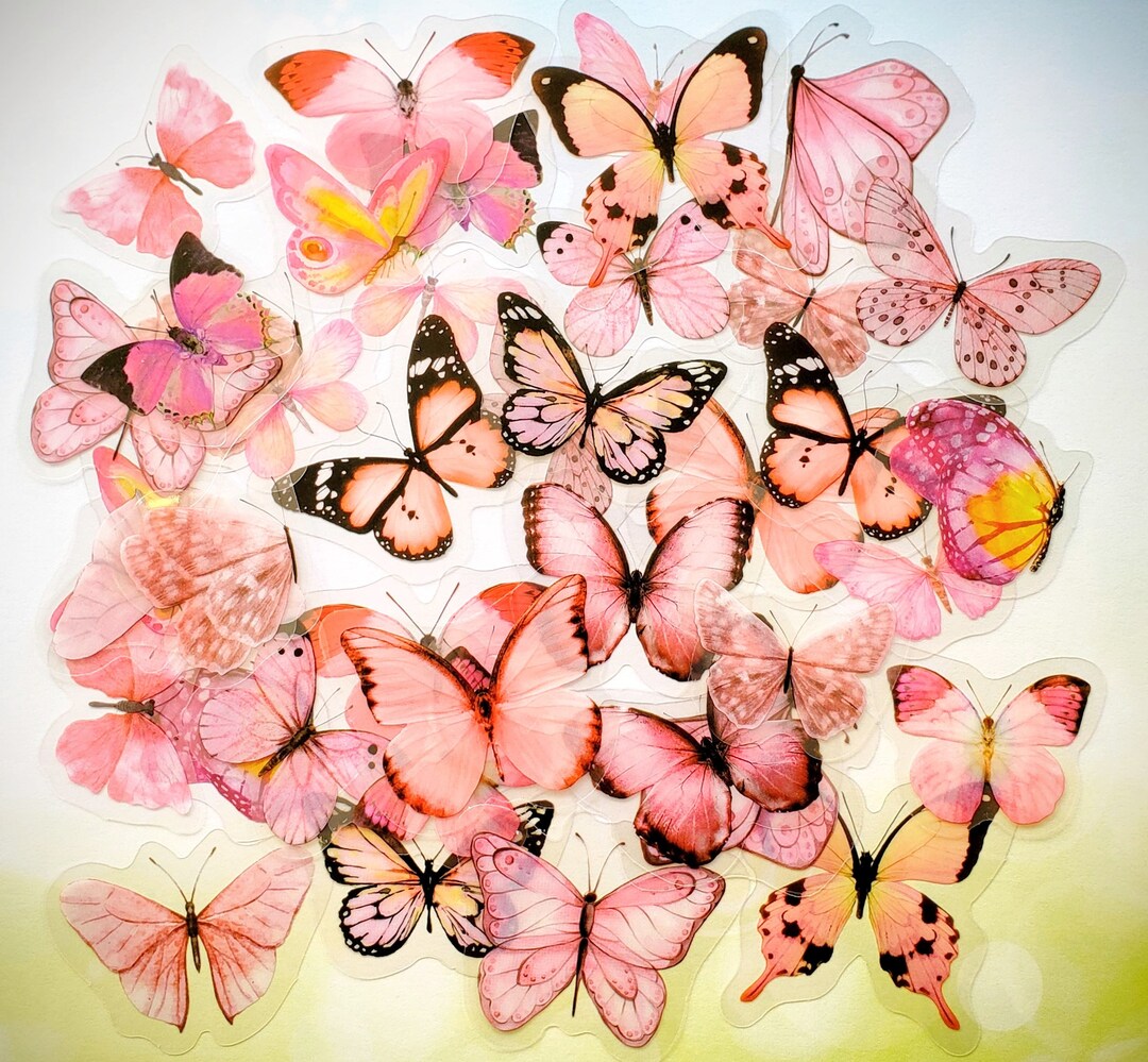 Butterfly Stickers Set in Pink Colors for Planners Journals Scrapbook ...