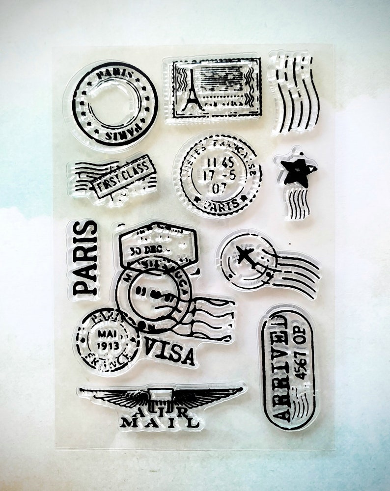 Air Mail Postage Rubber Stamp Set for Paper Crafting, Postage Clear ...