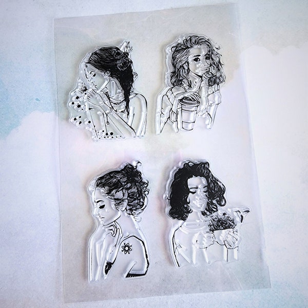 Girl Rubber Stamp - Etsy