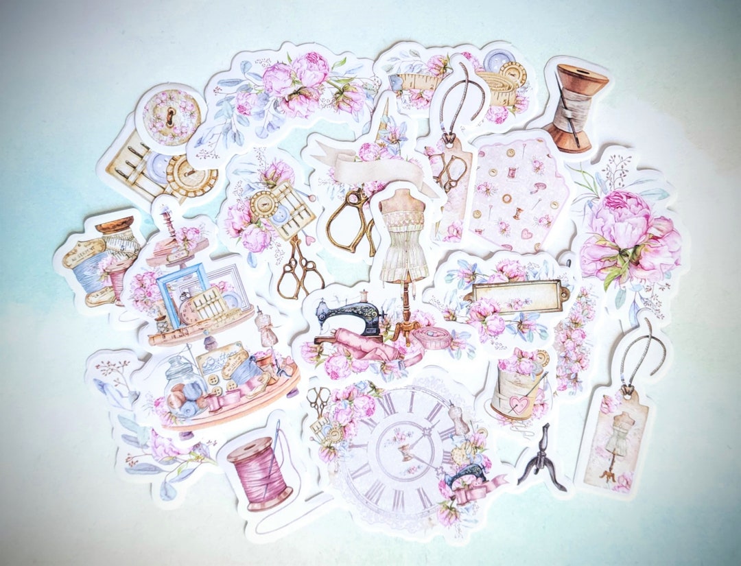 Vintage Style Sewing Theme Stickers 20 Pieces for Planner Journal ...