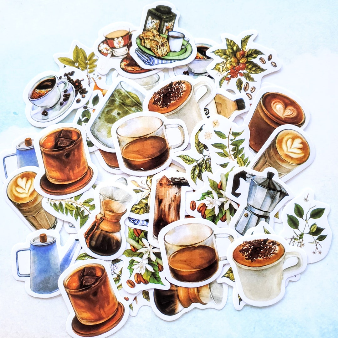 Coffee Theme Sticker Set for Planners Collage Journal Cards, Coffee ...