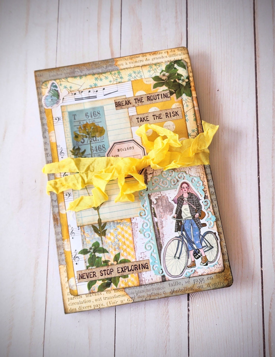 Handmade Collage Folder With 75 Pcs of Ephemera in Blue Yellow - Etsy
