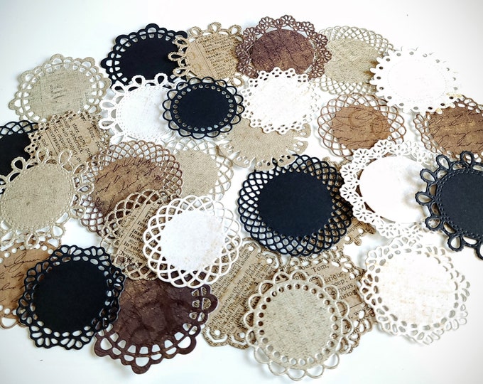 Small Die Cut Cardstock Doilies in Neutral Colors 30 Random Pieces in ...