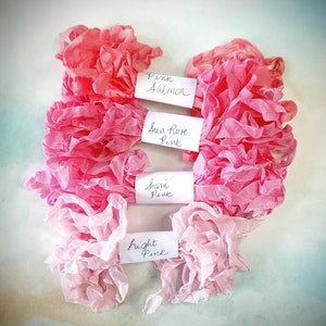 Hand Crinkled Sun Rose Pink Seam Binding Ribbon 5 Yards, Scrunched Pink ...