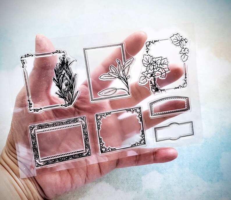 Frame and Label Silicone Rubber Stamp 7 Piece Set for Card | Etsy