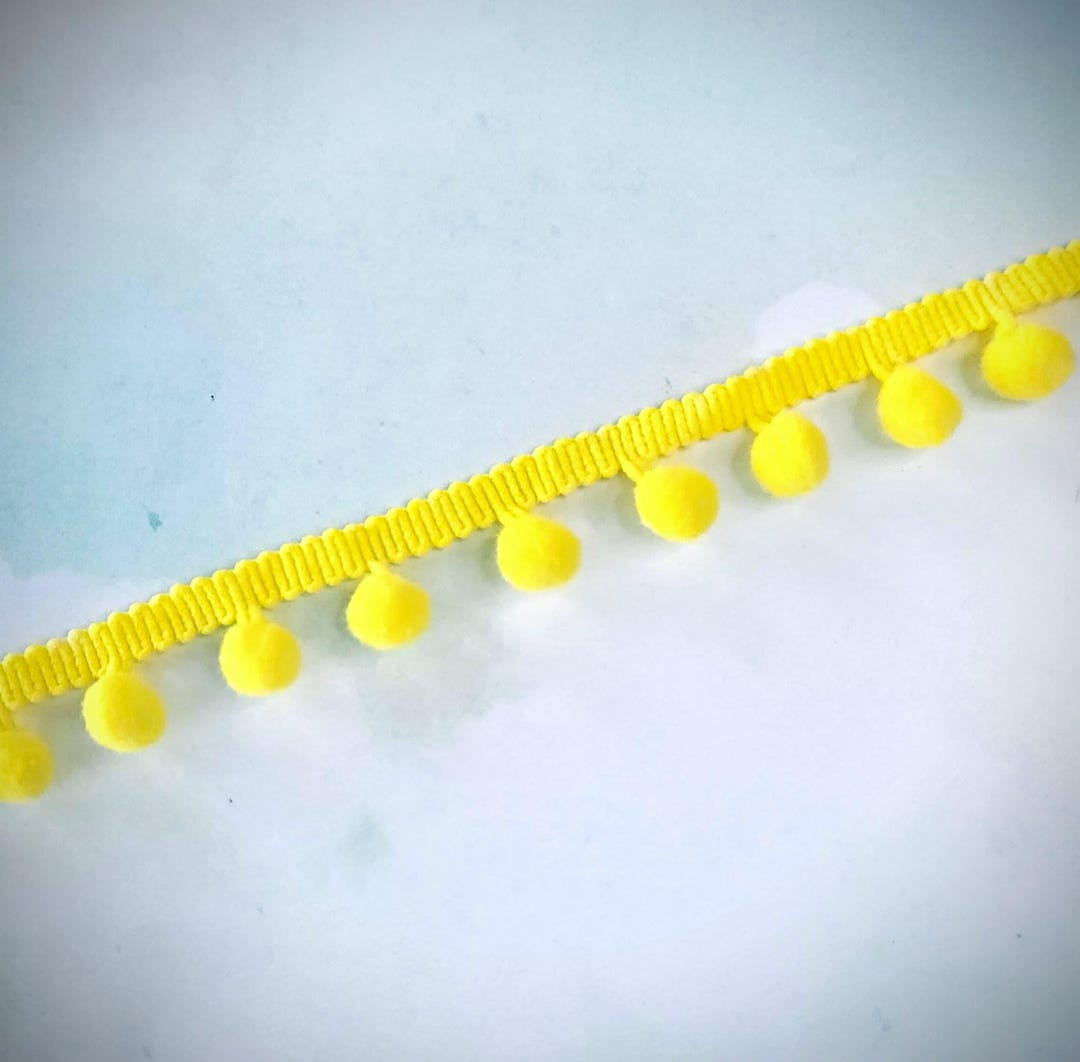 Yellow Color Pompom Craft Ball Trim .47" 1 Yard for Crafts Sewing, and ...