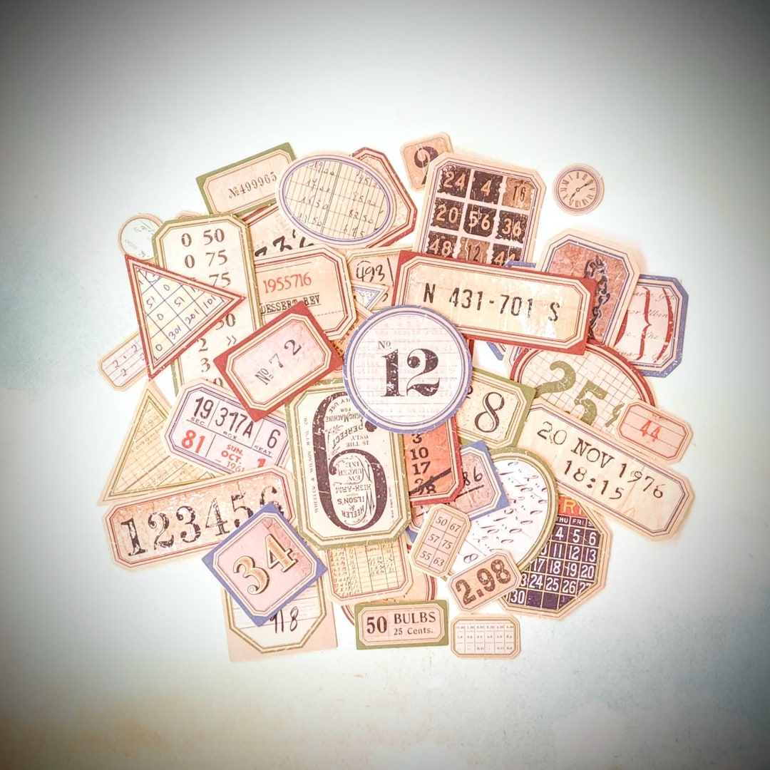 Assorted Vintage Collage Style Paper Labels 47 Pcs for Paper Crafting ...