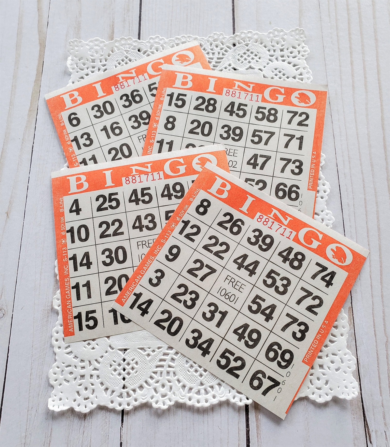 Orange Paper Bingo Cards Set of 10 Bingo Cards for Junk - Etsy