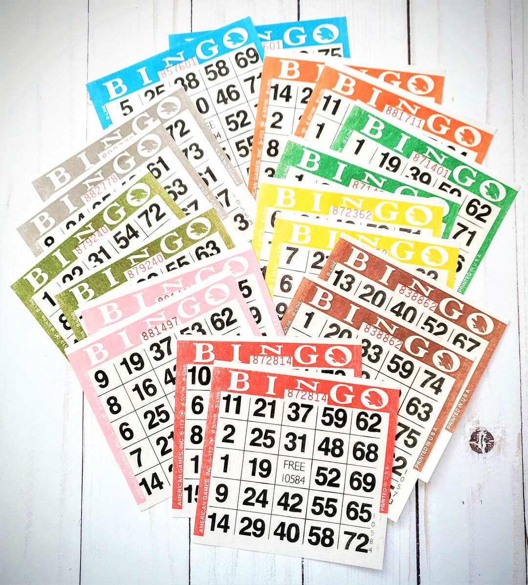 Bingo Paper Cards 18 pcs 4 X 4 in Nine Colors for Junk Journals ...